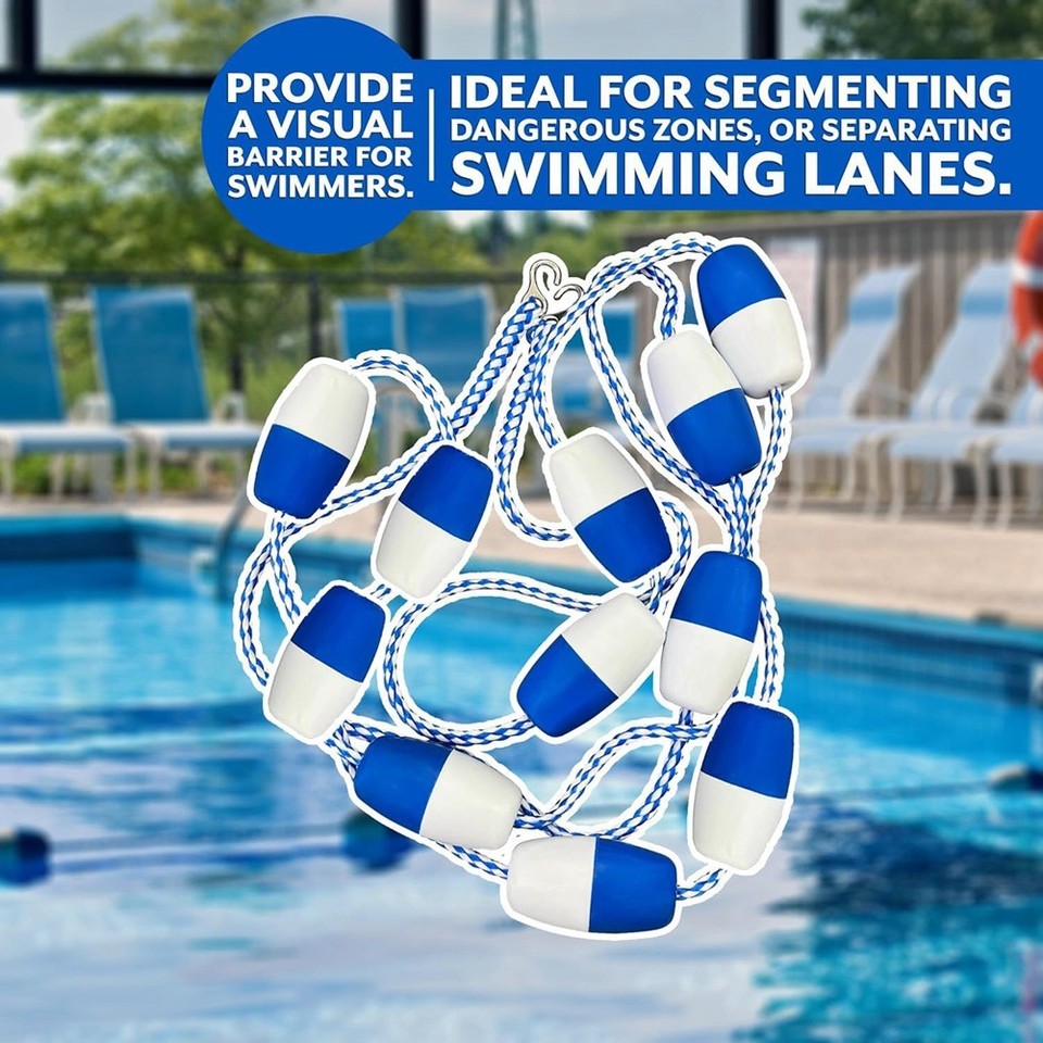 16ft Pool Rope Floats to Divide Pool - Pool Safety Rope with Floats ...