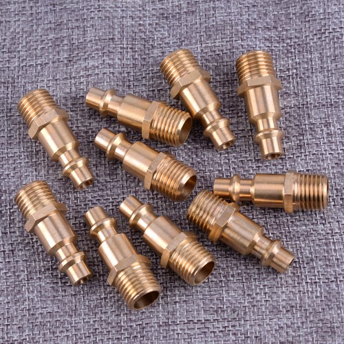10pc Industrial Solid Brass Air Fittings 1/4" NPT male Milton M type ...