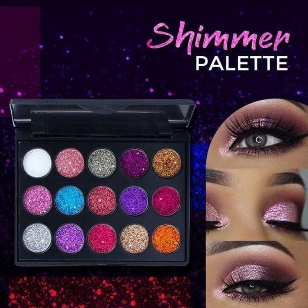 Glitter Eyeshadow 15 Colors Matte Makeup Kit Shimmer Eye Shadow Powder ...