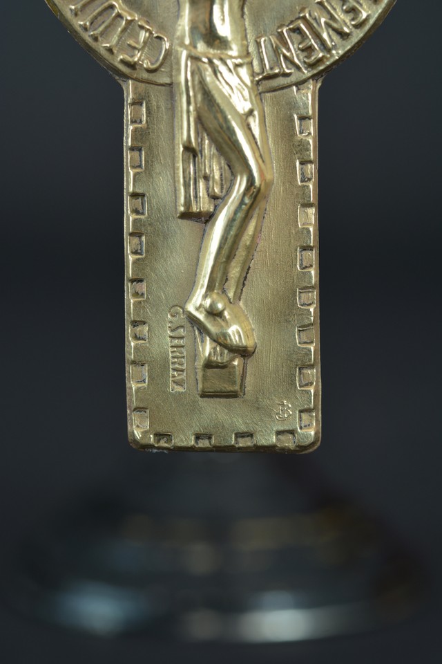 Gorgeous Modernist Religious Bronze Pectoral Cross Crucifix Signed ...