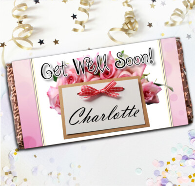 Personalised Get Well Soon Chocolate Bar N47 Hospital Sickness Illness ...