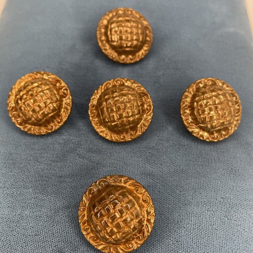Antique Vintage Brass Metal Domed Buttons Tin shank Weave Sewing 5 ...