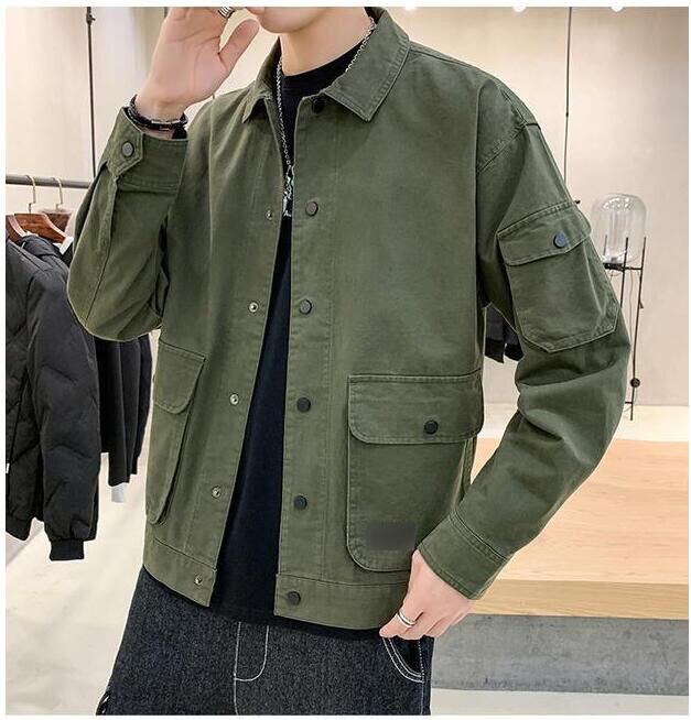 New Spring/ Fall Men Solid Cargo Jacket Casual Pocket Coats Fashion ...