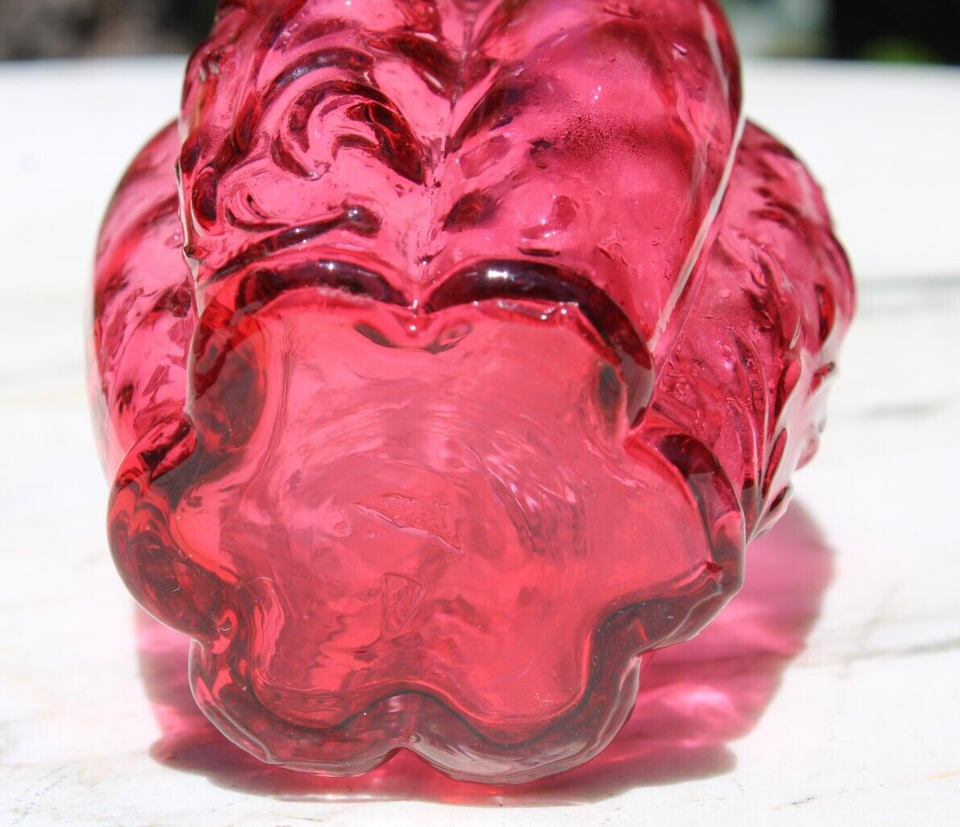 Fenton Cranberry Glass Red Cruet with Clear Applied Handle | eBay
