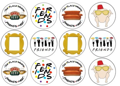 Friends Theme Edible Wafer Cup Cake Disc Topper | eBay