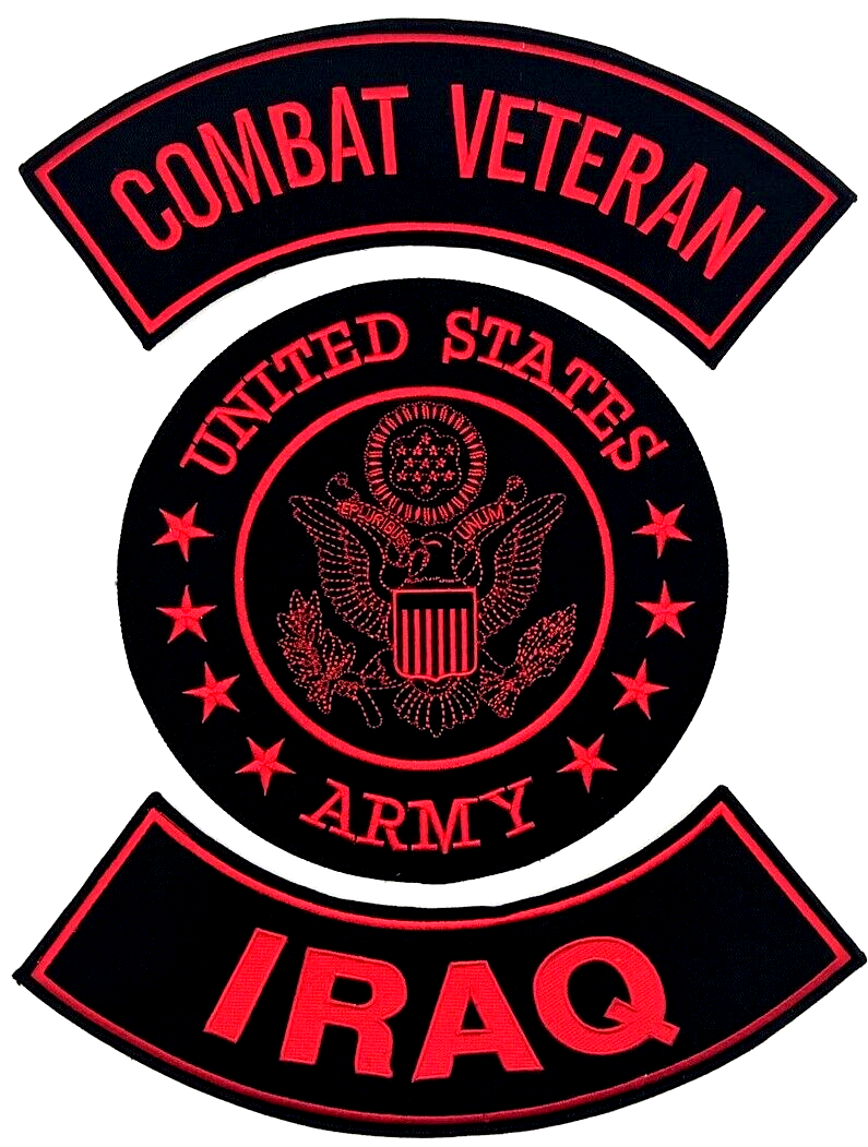 U.S. ARMY COMBAT VETERAN IRAQ MILITARY MOTORCYCLE VEST LOT OF 3 PATCHES ...