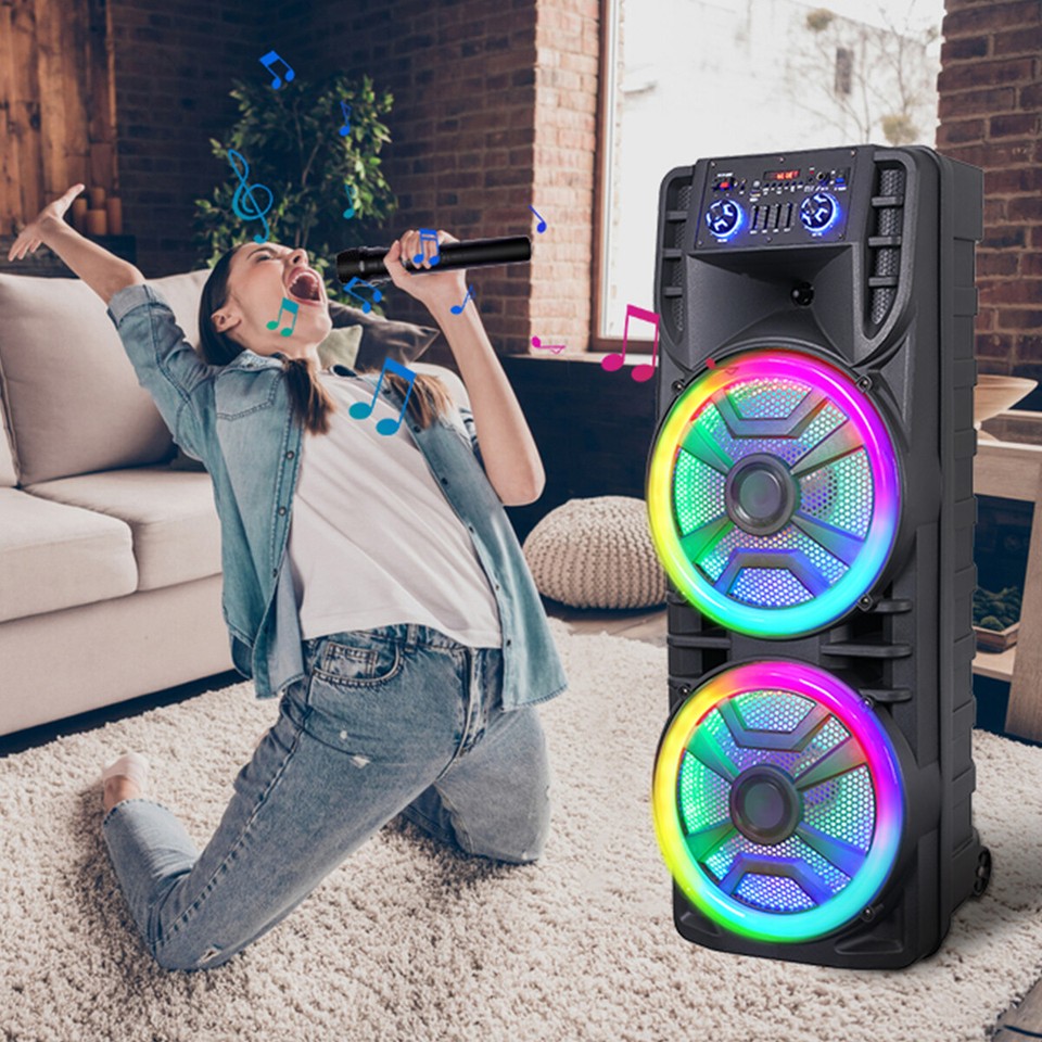 8000W Bluetooth Speaker Dual 12" Subwoofer Heavy Bass Sound System ...