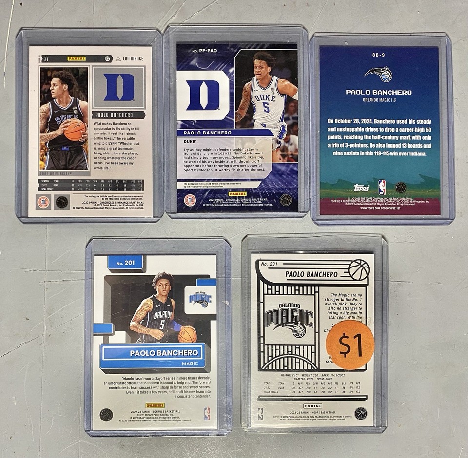 Paolo Banchero Lot Of 5 Parallels Rookies Nice!NM | eBay