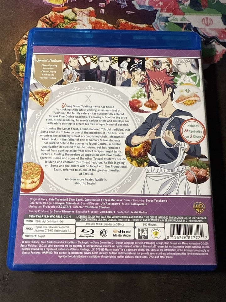 Food Wars Third Plate Season 1 2 3 Three Blu-Ray English Dub/Sub Anime ...