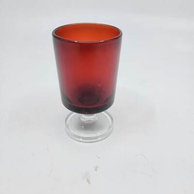 Vintage French Luminarc Ruby Red Shot Glasses Clear Stem Small | eBay