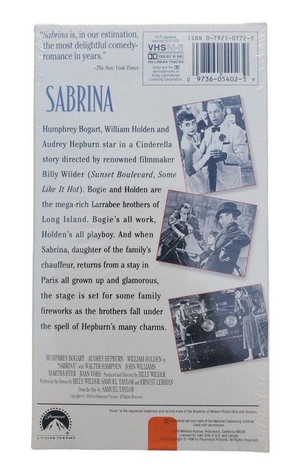 Sabrina VHS Sealed Audrey Hepburn Humphrey Bogart | eBay