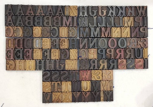 Vintage Letterpress wood/wooden printing type block typography 115pc ...