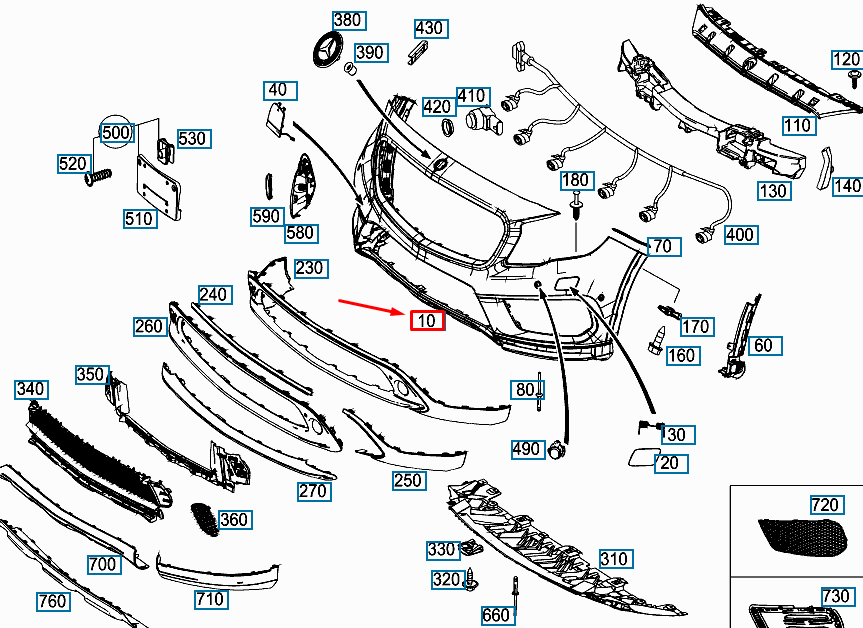 MERCEDES-BENZ GLA X156 Front Bumper Trim A15688037409999 NEW GENUINE ...