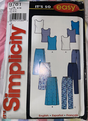 Simplicity 9781 Size 8-18 Ladies Skirt Pants Top Sewing Pattern Uncut ...