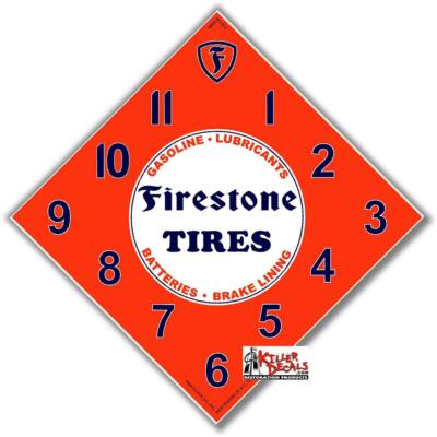 *NEW* 15" DIAMOND FIRESTONE TIRES GASOLINE GLASS replacement clock FACE ...