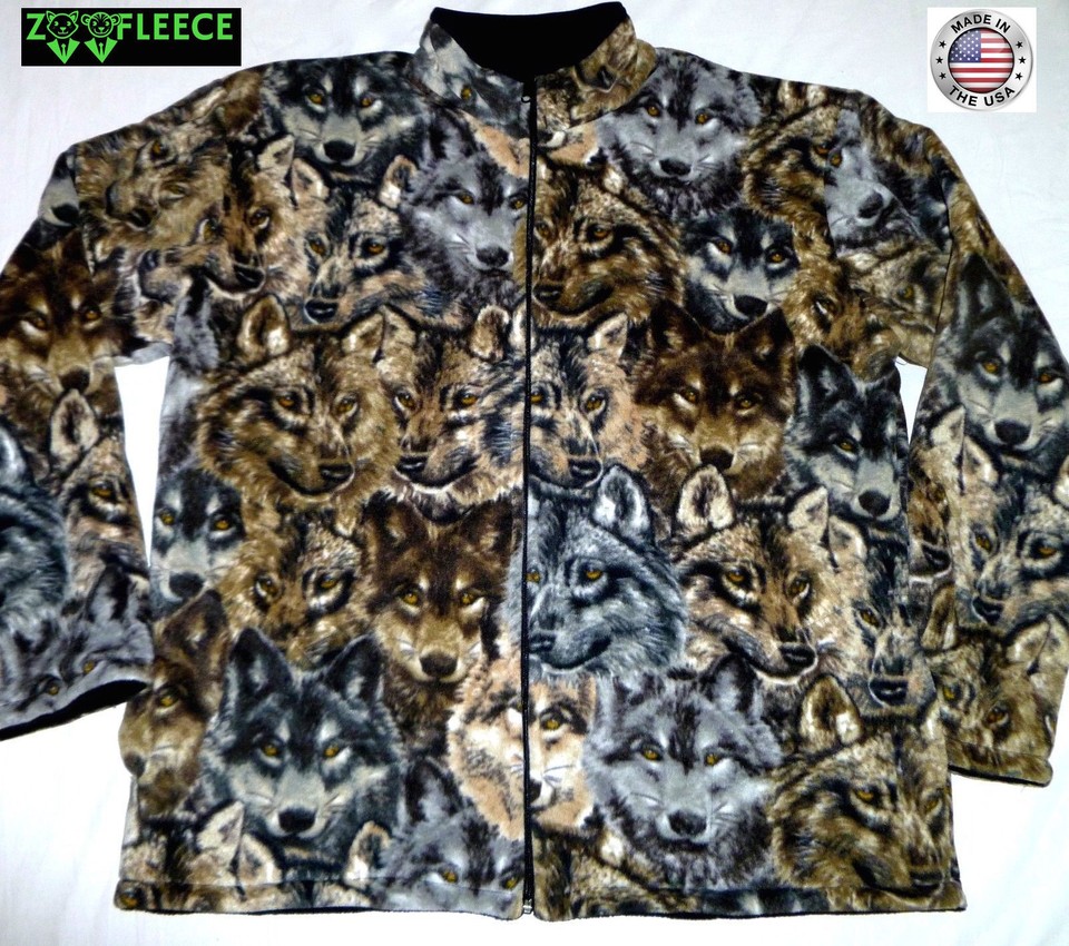ZooFleece Wolf Camo Wolves Face Camouflage Jacket Winter Coat Sweater S ...