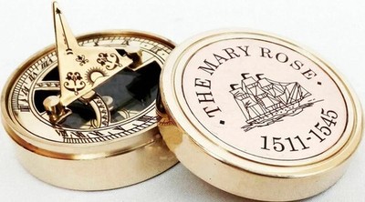 Maritime Mary Rose Poem Compass Vintage Brass Sundial Compass Handmade ...