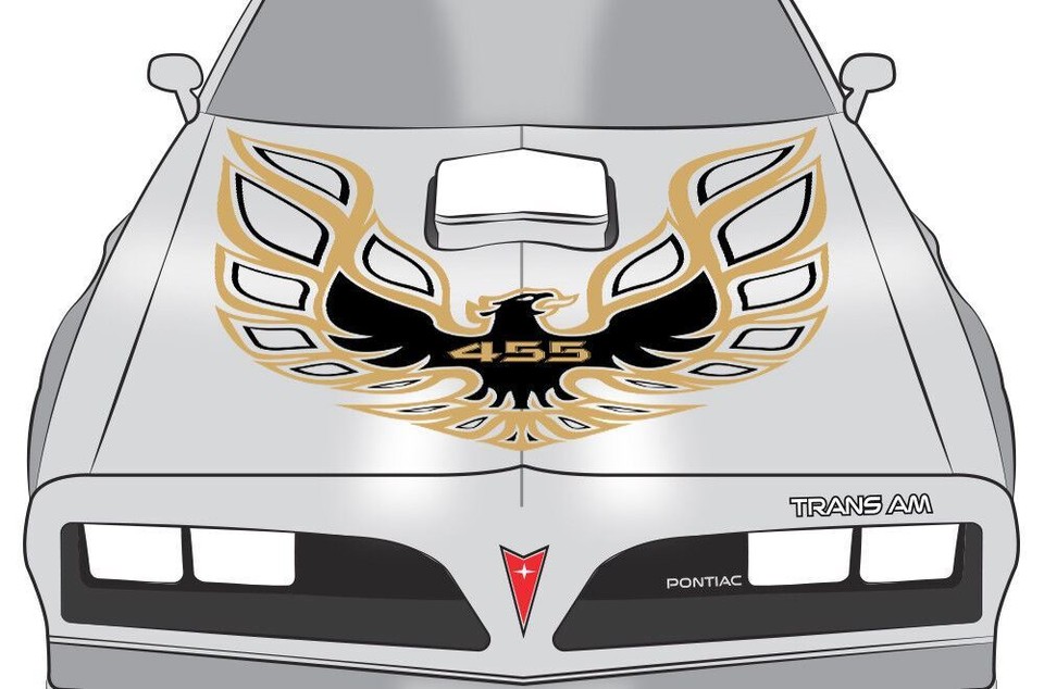 42" X 42" Firebird Hood Graphic Decal Sticker For Pontiac Trans Am GOLD ...