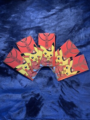 5x Pokémon Chinese Lunar New Year Pikachu Red Envelope Pack Promo Card ...