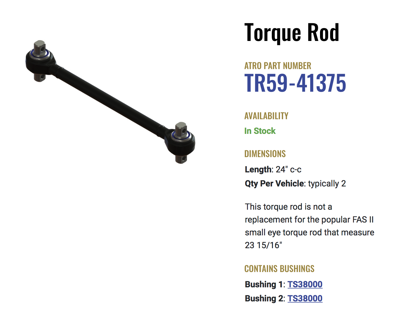 ATRO Torque Rod Assy OEM# K195-375 Kenworth / Mack / International New ...