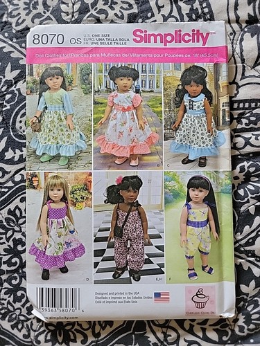 Simplicity 8070 for 18" Doll Clothes Paper Tissue Pattern | eBay
