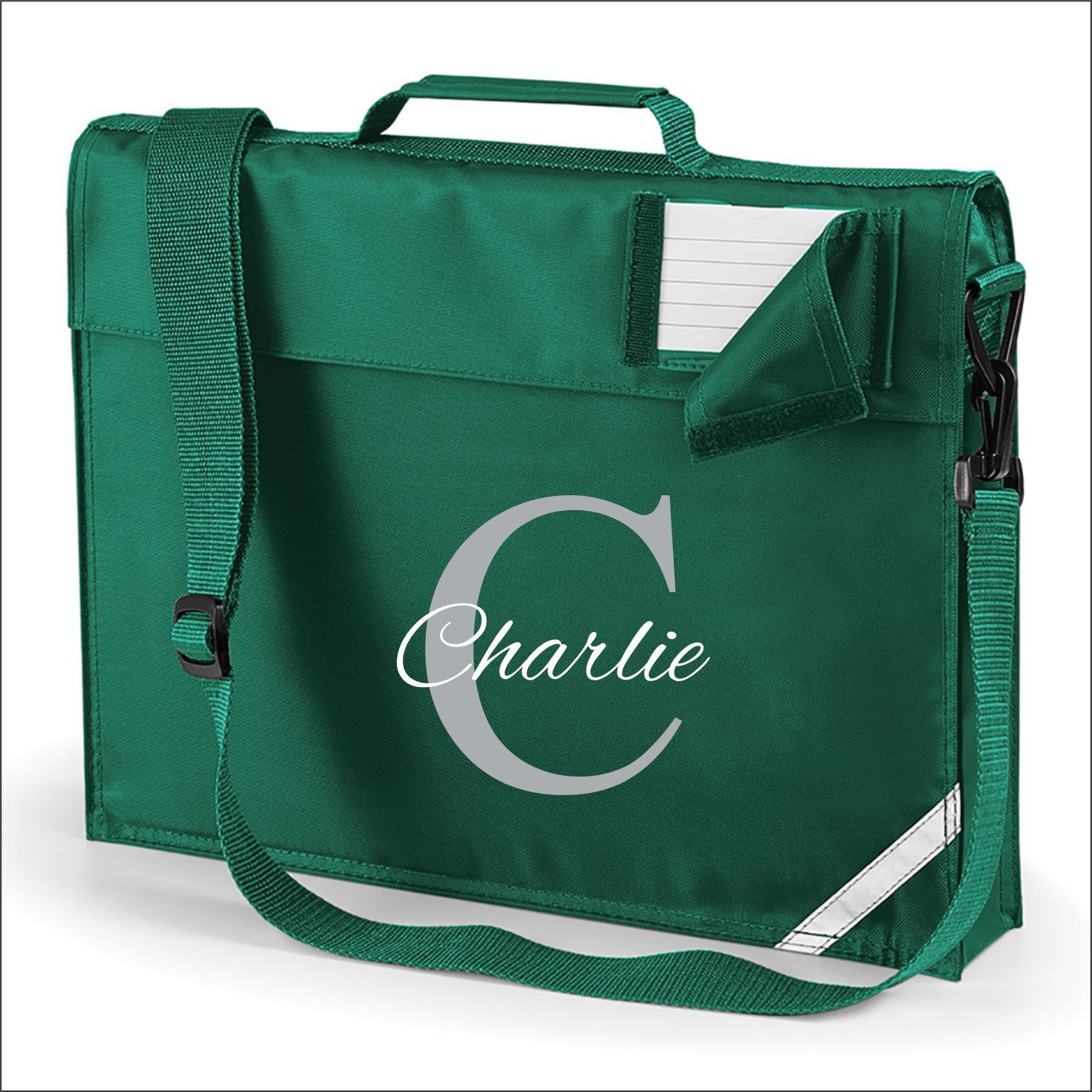 Personalised Kids Back to School Book Bag Strap Script Initials Printed ...