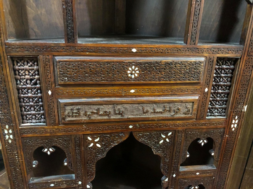 Antique Islamic Syrian Corner Cabinet handmade vintage craved | eBay