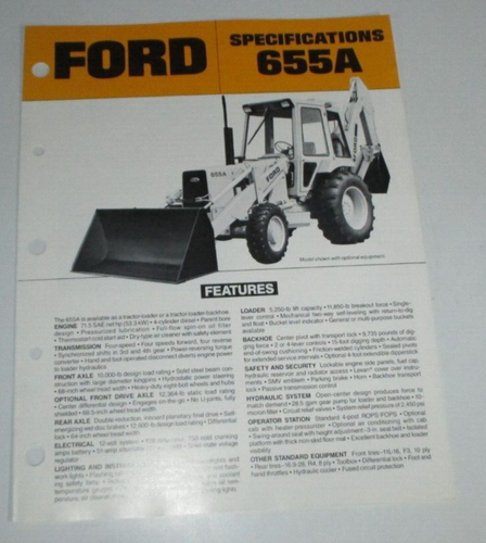 Ford 655A Tractor Loader Backhoe Sales Specifications Brochure AD-2295 ...