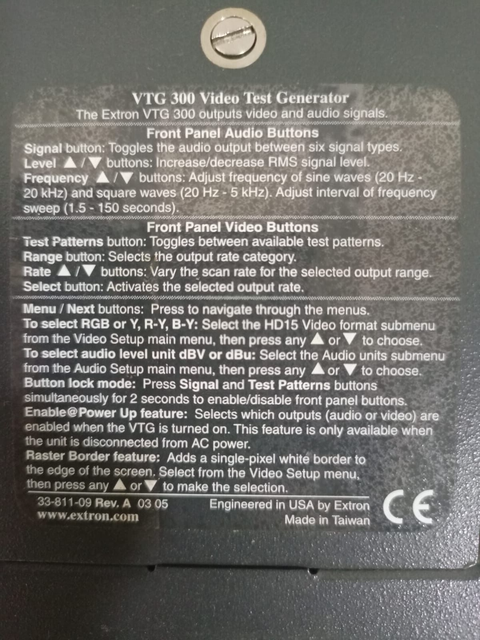 Extron Vtg 300r Video & Audio Test Generator for sale online | eBay
