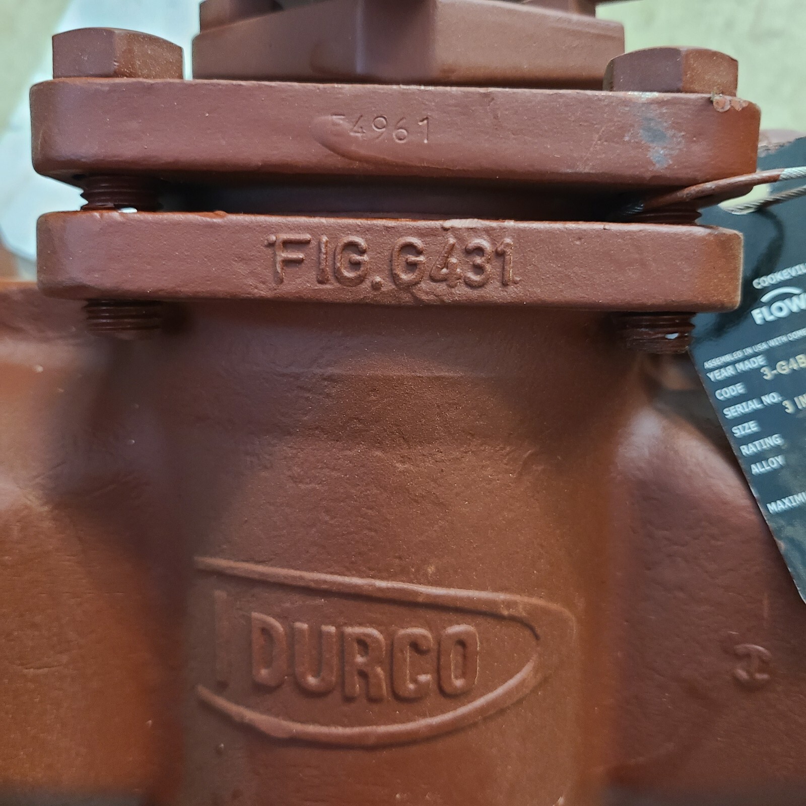 Plug Valve Durco G431 4" 300 RF Flanged Cn7m Alloy 20 Stainless Gear Op ...