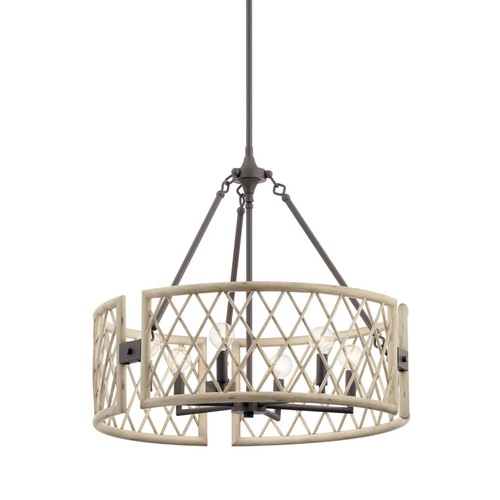 Kichler 52077WWW - Oana 25" Wide Drum Chandelier - White Washed Wood ...