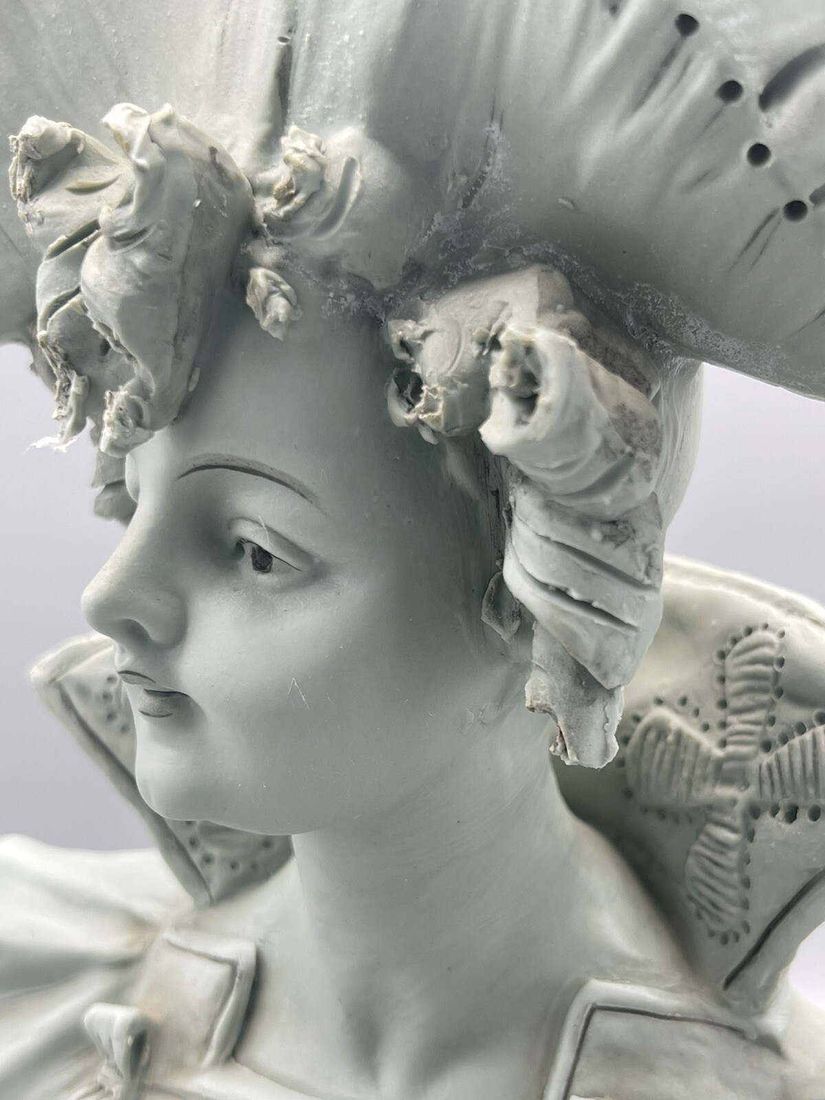 Vintage Beautiful Gray Statue, Victorian Style Maiden. DMANGED ! | eBay