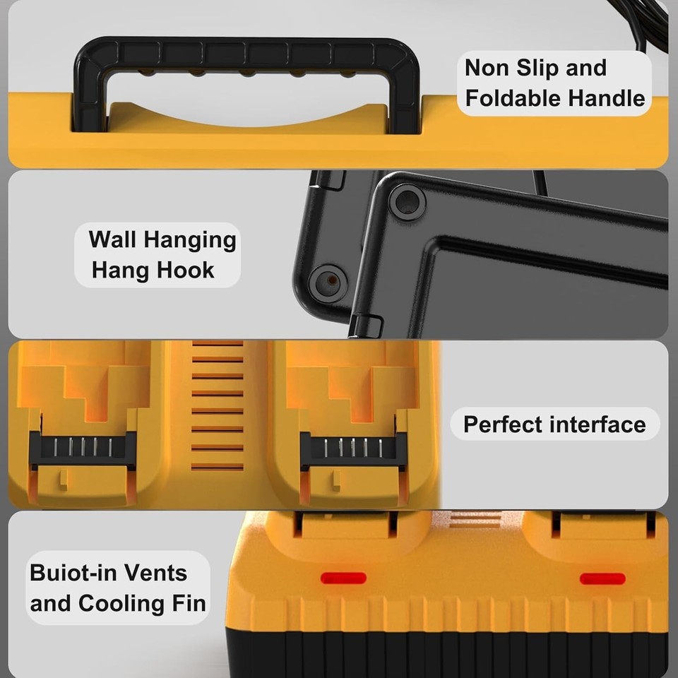 For Genuine DEWALT DCB104 20V MAX Multi-Port Fast Charger W/4X DCB206 ...