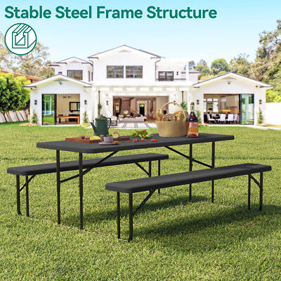 6ft Outdoor Table Picnic Heavy Duty Picnic Table Bench Resin Tabletop ...