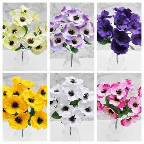 ARTIFICIAL SILK FLOWERS PANSY BUNCH 6 COLOURS Home Wedding Outdoor ...
