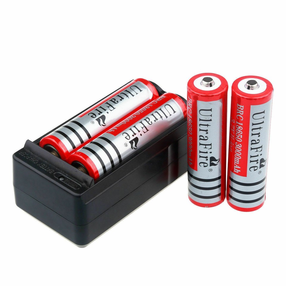 UltraFire 3.7V Button Top Rechargeable Battery 3000mAh Lithium Battery ...