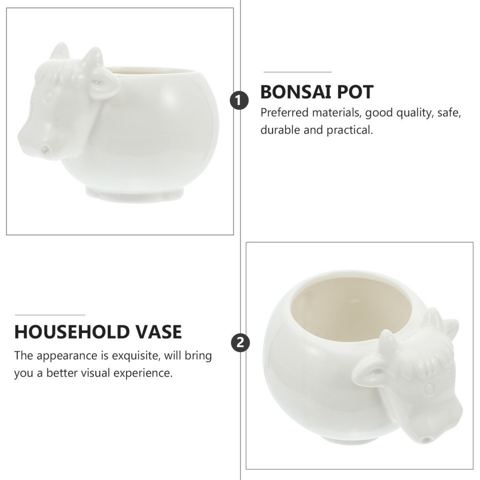 Decorative Cow Shaped Planter Unique Small Succulent Pot Creative ...