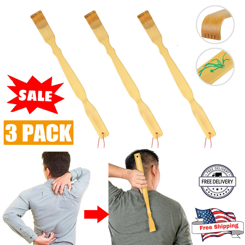 3pcs Wooden Bamboo Back Scratcher Back Scraper to Relieve Itching Long ...