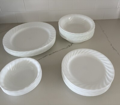 Vtg 30pc Set Corelle Corning Enhancements Swirl Pattern Plates Bowls | eBay
