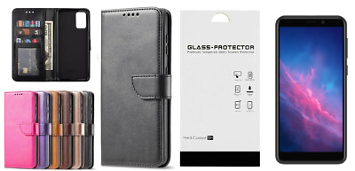 FOR Cloud Mobile Stratus C7 Wallet ID Pouch Case Phone Cover + Tempered ...