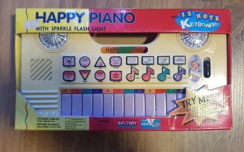 Vintage 90s Preschool age toy HAPPY PIANO KEYBOARD battery operated NOS ...