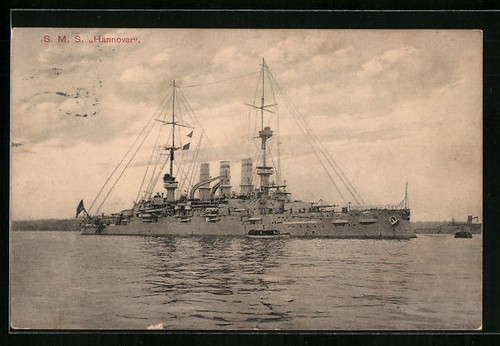 Ak Navire de Guerre SMS Hannover Dans Port Avant Ancrage Couché 1909 | eBay