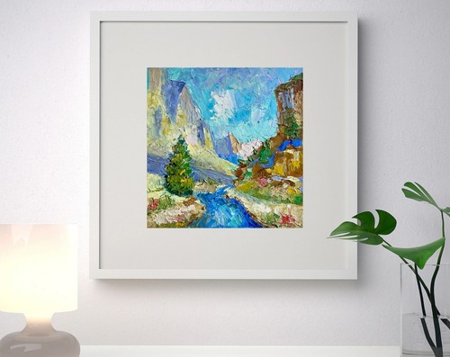 Landscape Original oil painting, Colorado mountains river Fine Art | eBay