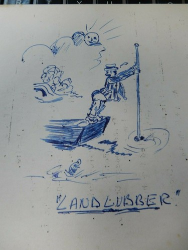 1970 TSS GOLFITO artist ink sketch FYFFES LINE LANDLUBBER PUNT PUNTING ...