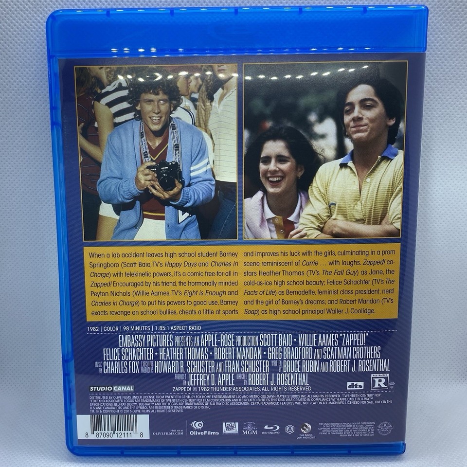 Zapped! (Blu-ray, 1982) Rare OOP Scott Baio 887090121118| eBay