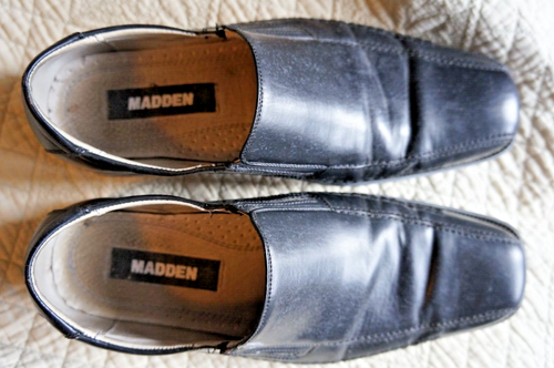 STEVE MADDEN Men's "ROYAL" Black Leather Loafers Casual Dress Shoes ...