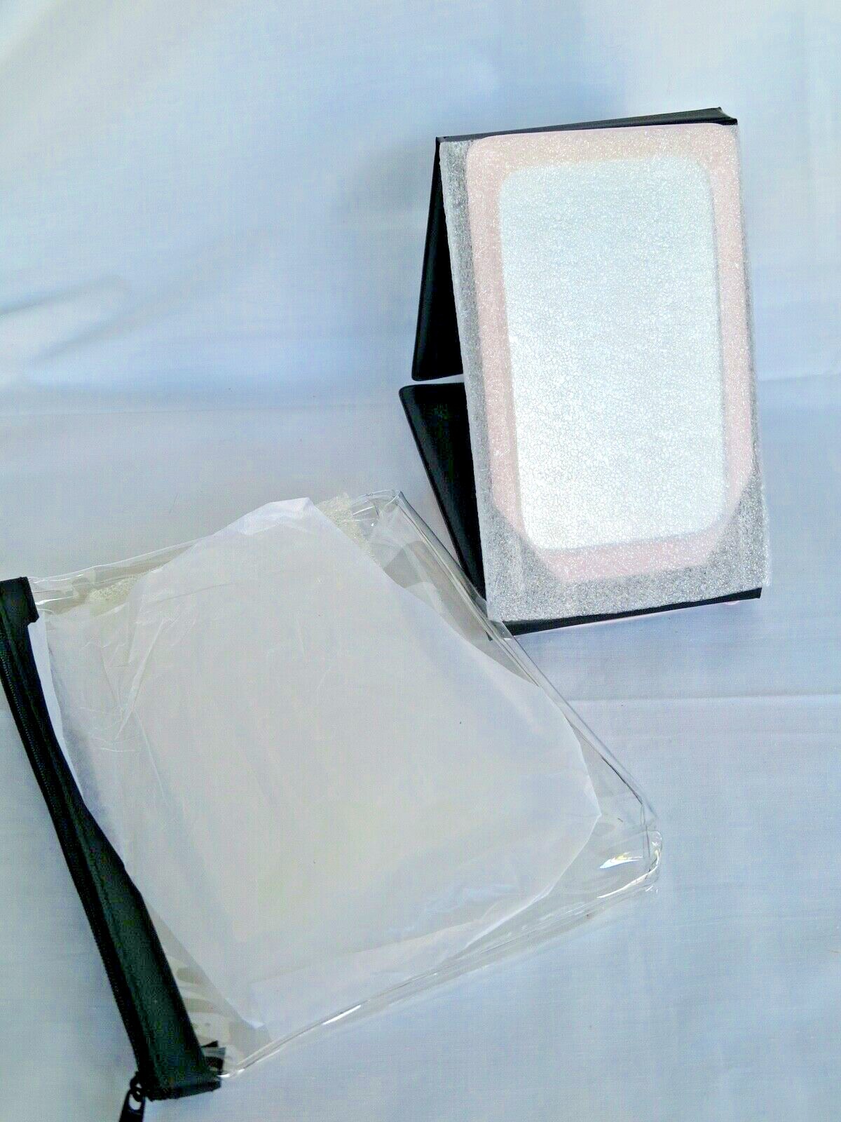 2 Mary Kay Tri Fold Stand Up Makeup Mirrors w/Plastic Zip Case BRAND ...