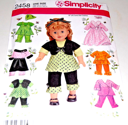 Simplicity Pattern # 2458 - Girl 18" Doll Clothes - Six Outfits - NEW ...