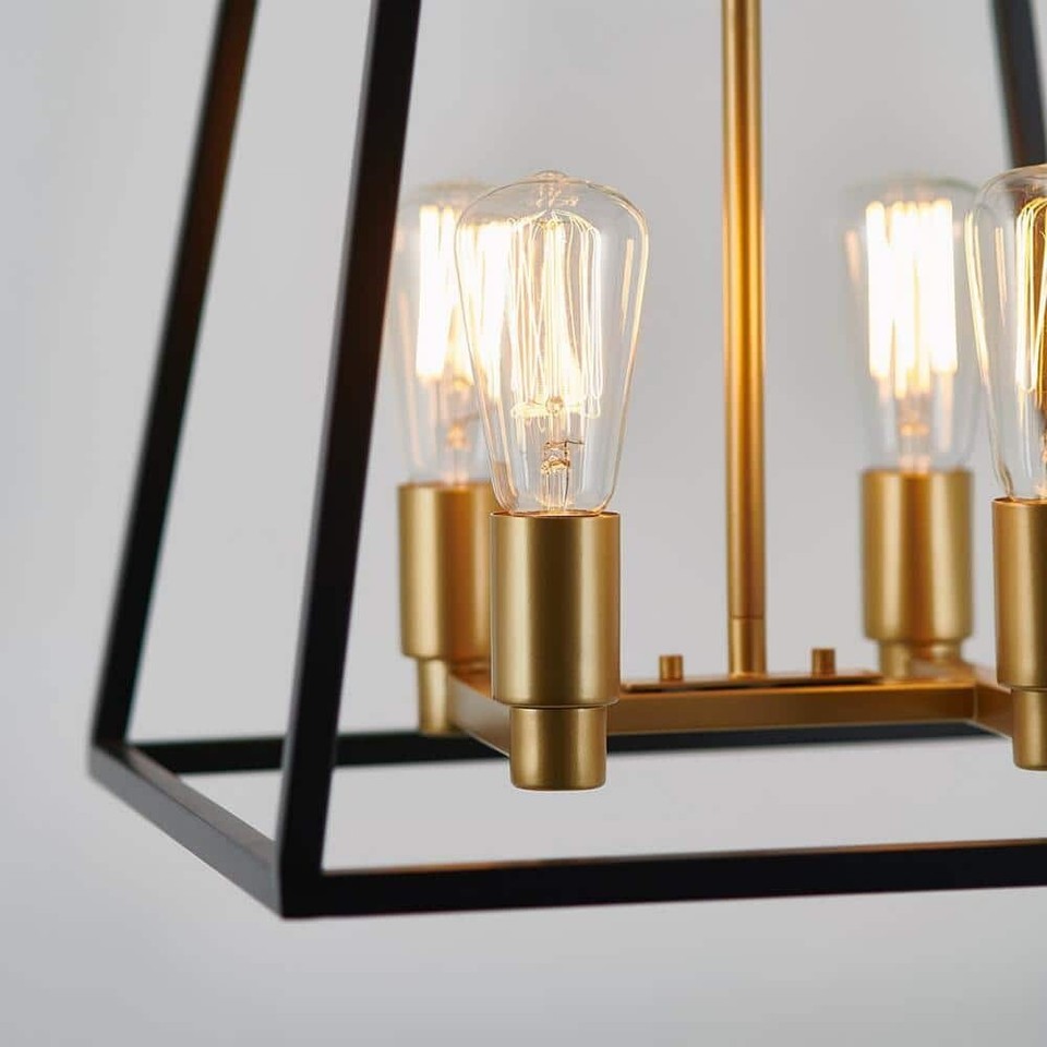 Carter 4-Light Black & Gold Modern Cage Chandelier Light Fixture by ...