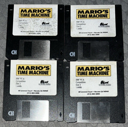 Nintendo Mario's Time Machine MS-DOS Floppy Disks Video Game PC Disks ...